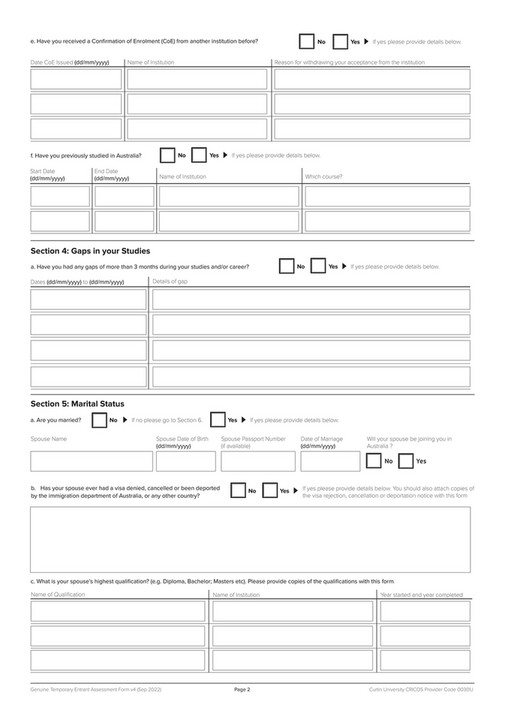 Curtin University - Genuine Student Assessment Form - Page 2-3