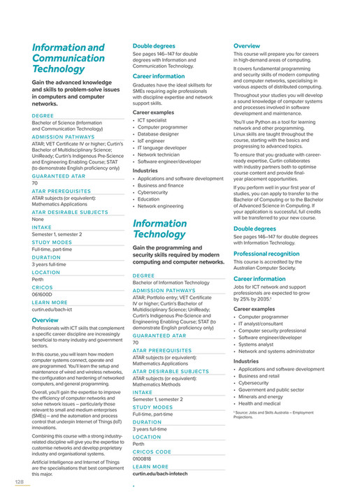 Curtin University - Domestic Undergrad Guide 2027 - Page 128-129