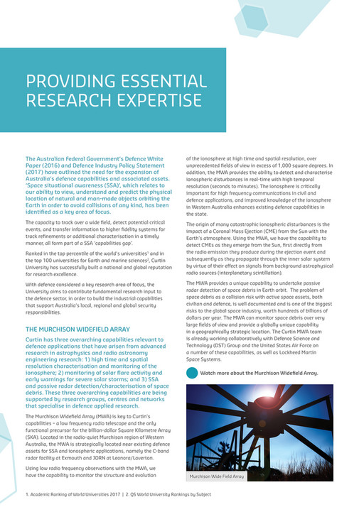 Curtin University - Space Capabilities Brochure - Page 2-3